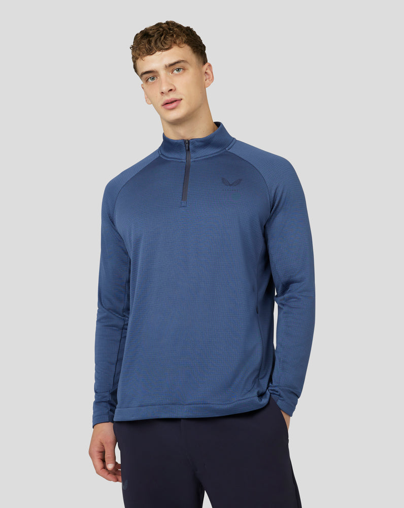 Castore Long Sleeve Soft Shell Tech 1/2 Zip Golf Midlayer - Oceana Blue ...