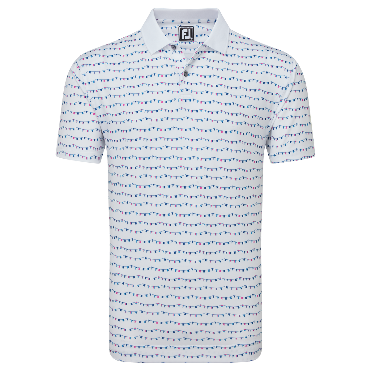 FootJoy Flag Banner Print Lisle Golf Polo Shirt - White — Pin High Golf