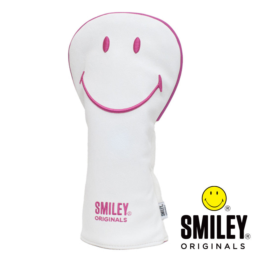 Smiley Original Classic White/Pink Driver Headcover — Pin High Golf